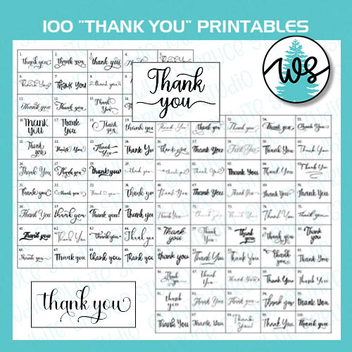 Printable 100 Thank You PNG Bundle – White Spruce Studio