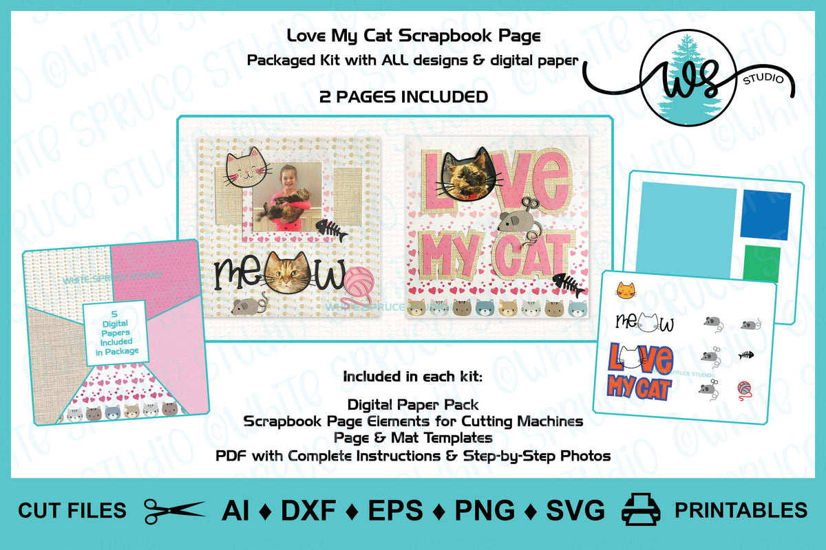 Cat Scrapbook Page SVG: Cat Lover Crafting Kit (Digital Download ...