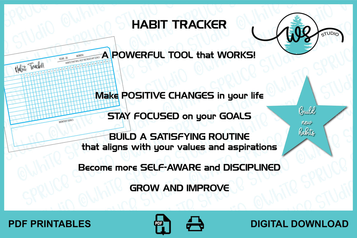 Printable Daily Monthly Habit Tracker – White Spruce Studio