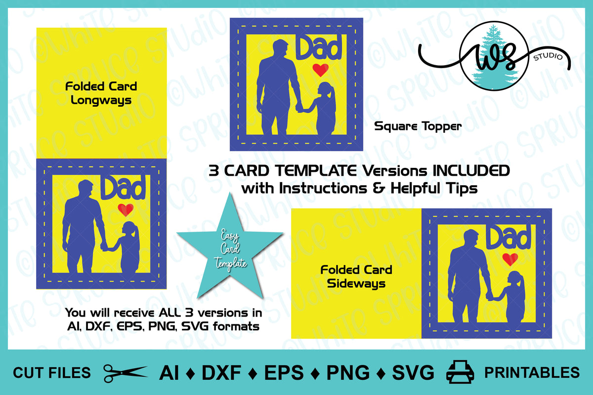 SVG Dad Daughter Card Template – White Spruce Studio