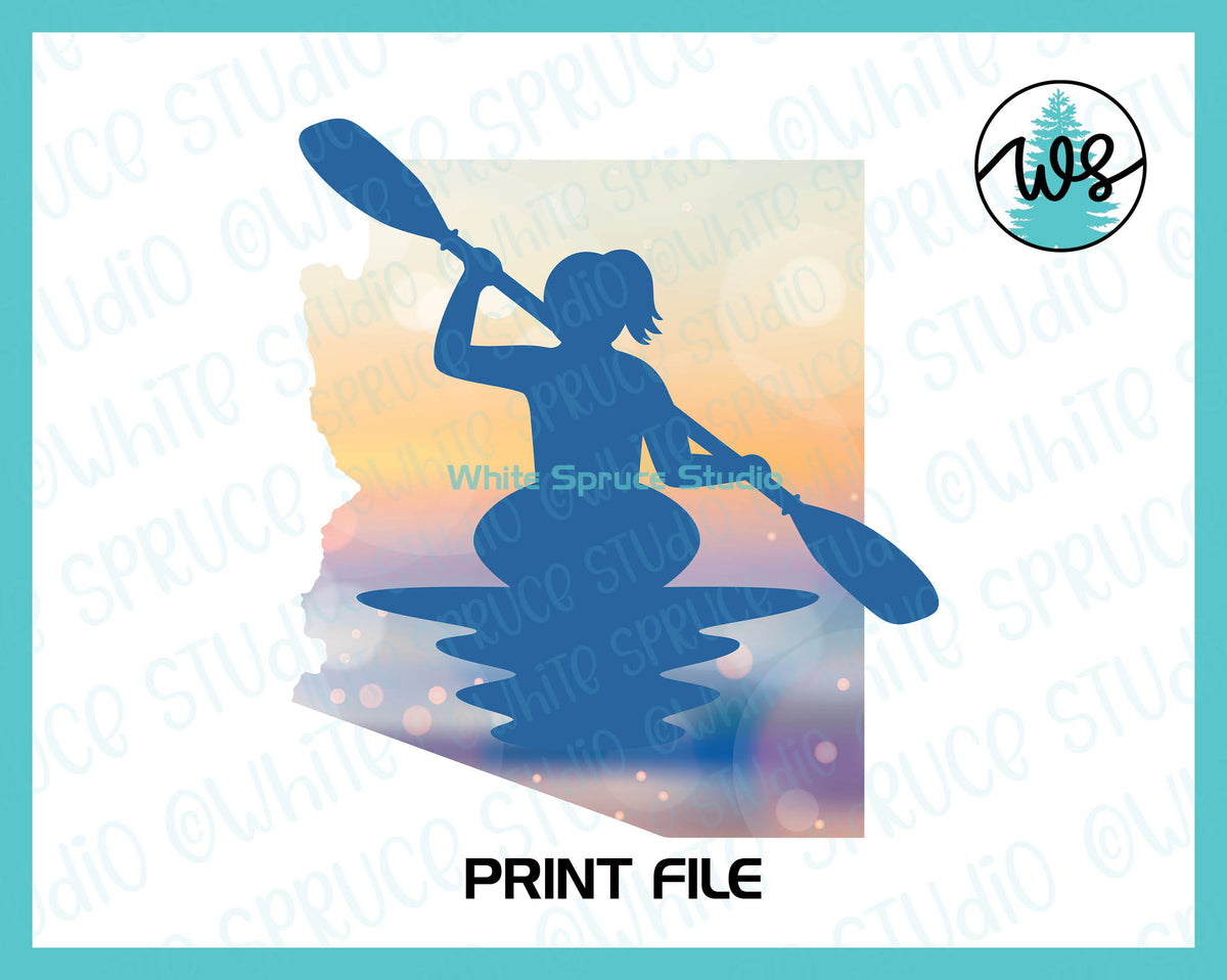 Printable Kayak Woman Arizona State – White Spruce Studio