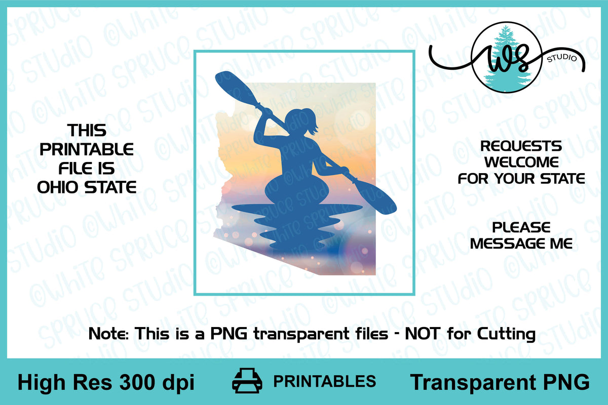 Printable Kayak Woman Arizona State – White Spruce Studio