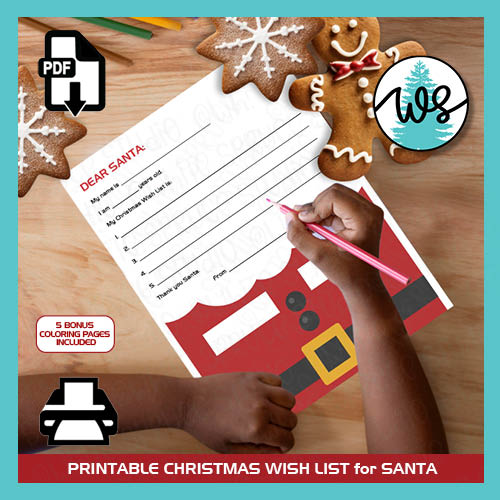 free santa list coloring pages