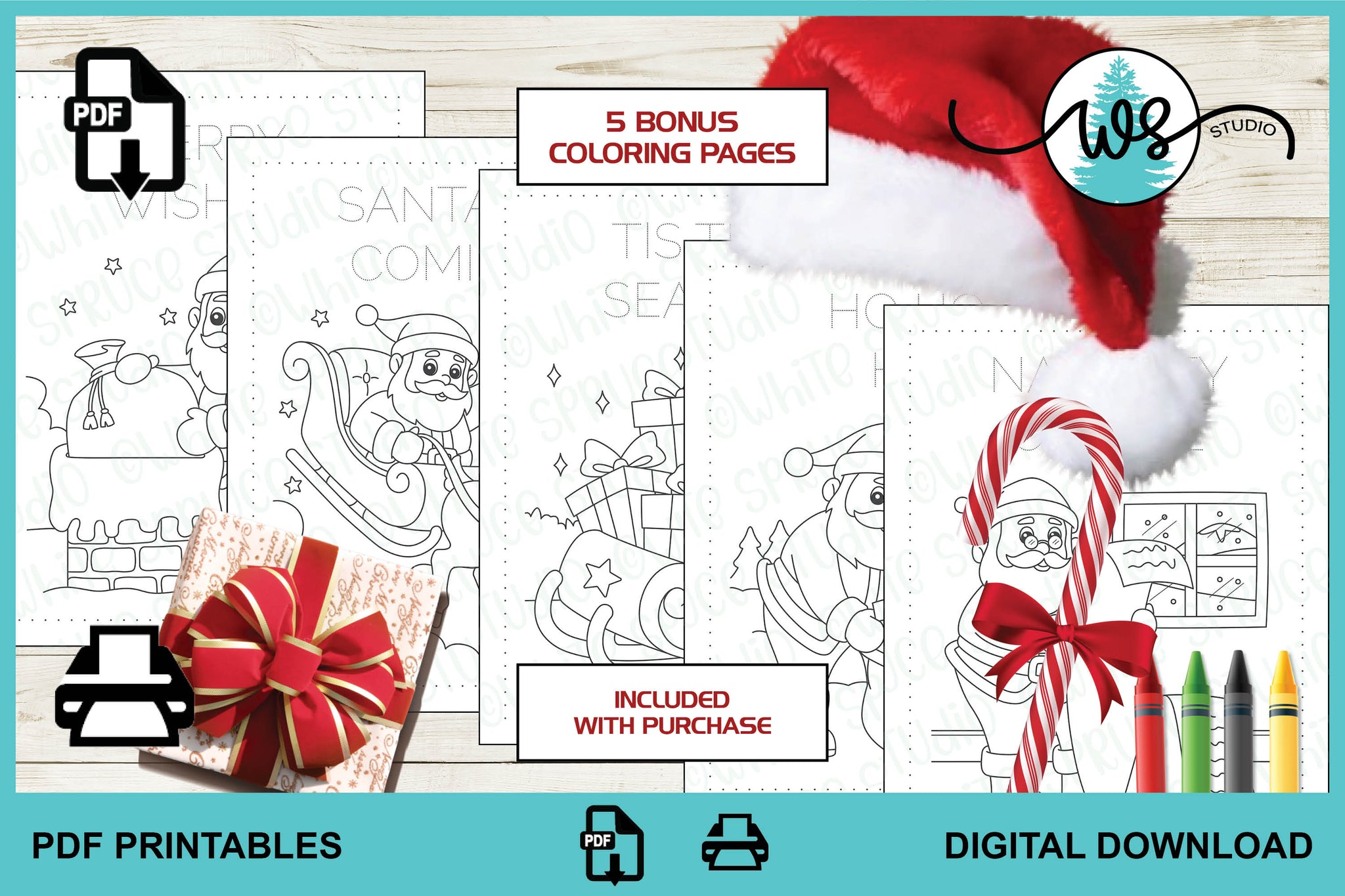 santa wish list coloring pages