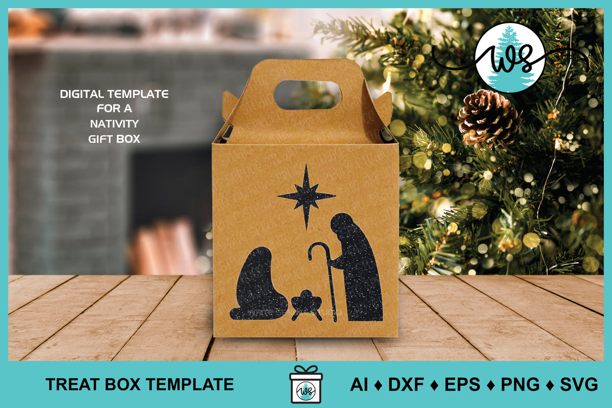 Nativity Treat Box SVG: 3D Christmas Paper Gift Box with Nativity ...