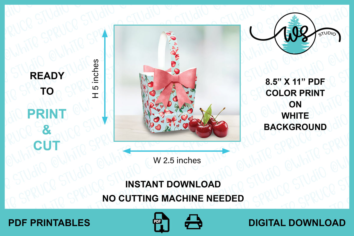Printable Coquette Cherry Treat Box – White Spruce Studio