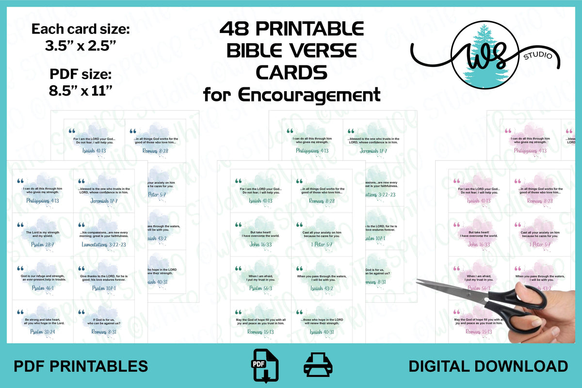 Printable Encouraging Bible Cards 48 Splash – White Spruce Studio