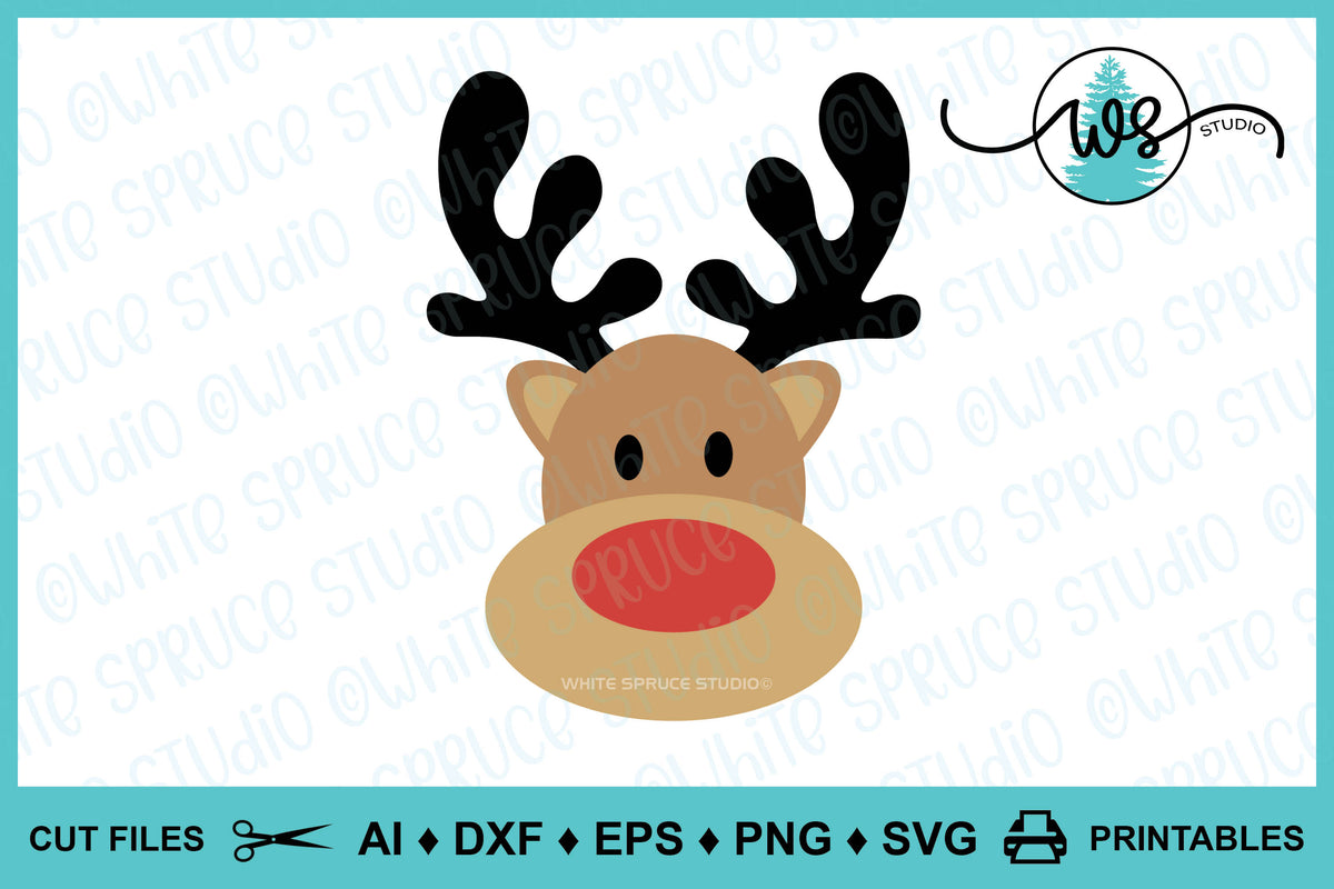 SVG Printable Christmas Reindeer Face – White Spruce Studio