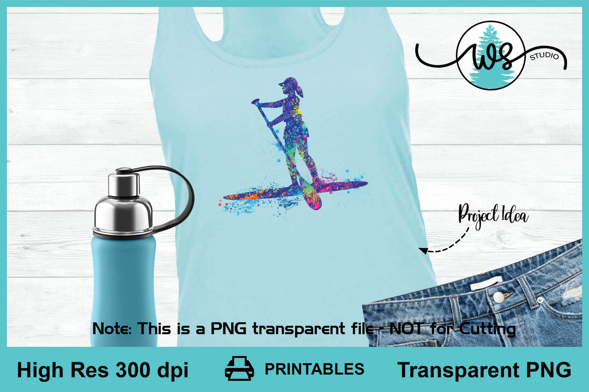 Printable Splatter SUP Woman Standing – White Spruce Studio
